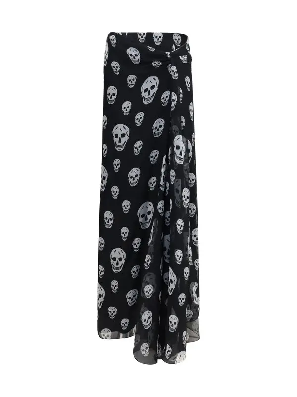 Alexander McQueen Draped Long Skull Skirt