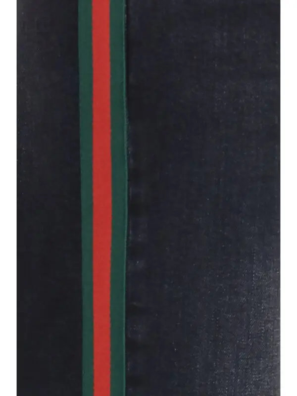 Gucci Stretch Cotton Jeans With Web Stripe - Black