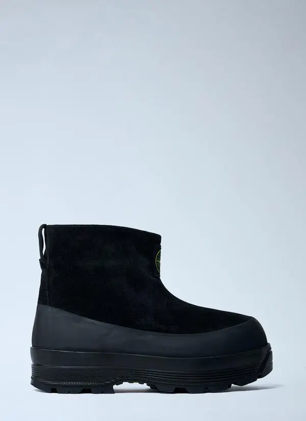 Stone Island Suede Logo Patch Boots - Black