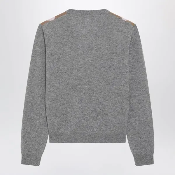 Prada Grey Cashmere Argyle Sweater - Gray