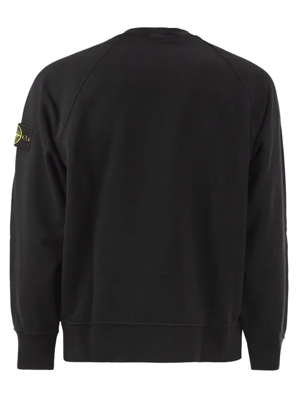 Stone Island Cotton Crew Neck Sweatshirt With Compass Badge - Black