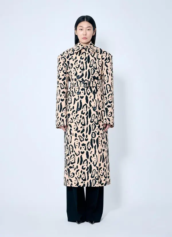 Sportmax Animal-print Trench Coat - Cream