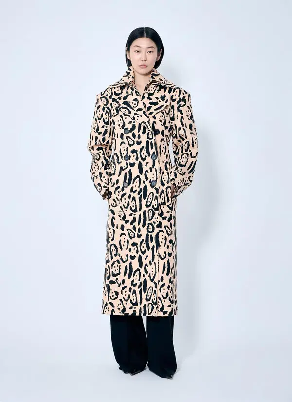 Sportmax Animal-print Trench Coat - Cream