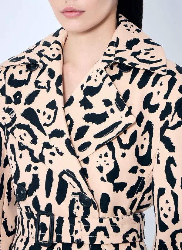 Sportmax Animal-print Trench Coat - Cream