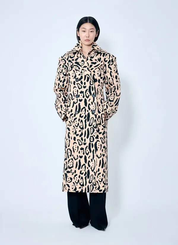 Sportmax Animal-print Trench Coat - Cream
