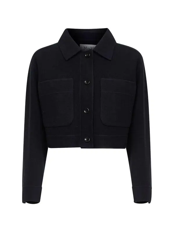 Max Mara Navy Blue Double Jersey Mxmpoggio Cropped Jacket - Multicolor