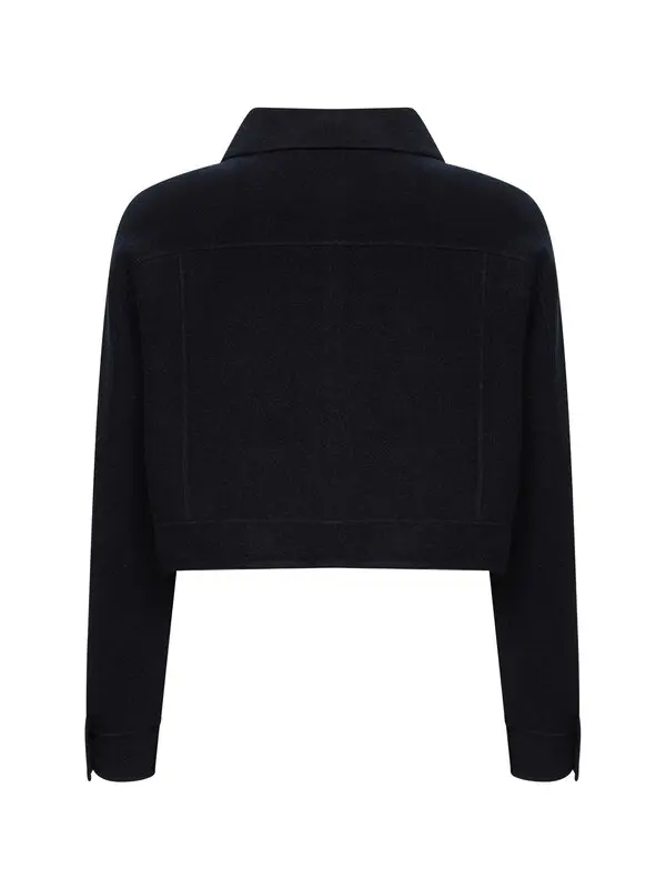 Max Mara Navy Blue Double Jersey Mxmpoggio Cropped Jacket