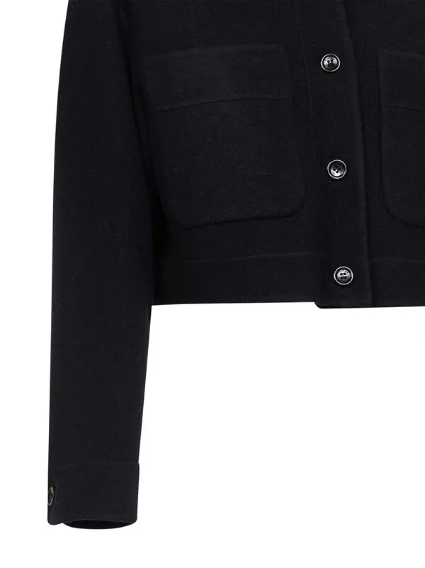 Max Mara Navy Blue Double Jersey Mxmpoggio Cropped Jacket