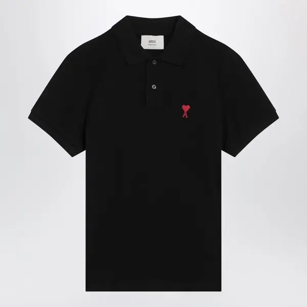 AMI Paris De Cå“ur Polo Shirt - Black