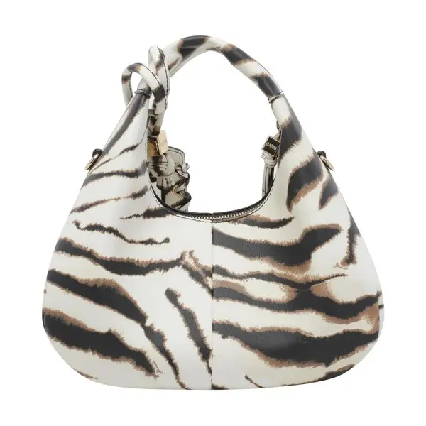 GANNI Mini Logo Zebra Hobo Bag