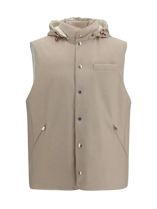 Brunello Cucinelli Wool Down Vest - Cream