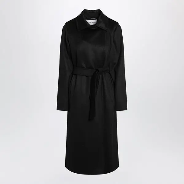 Max Mara Manuela Icon Coat In Zibeline Camel - Black