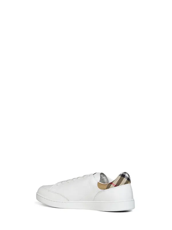 Burberry White Smooth Leather Set Sneakers With Check Insert