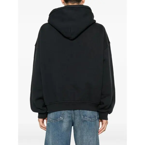 Rhude Logo Print Zip-up Hoodie - Black