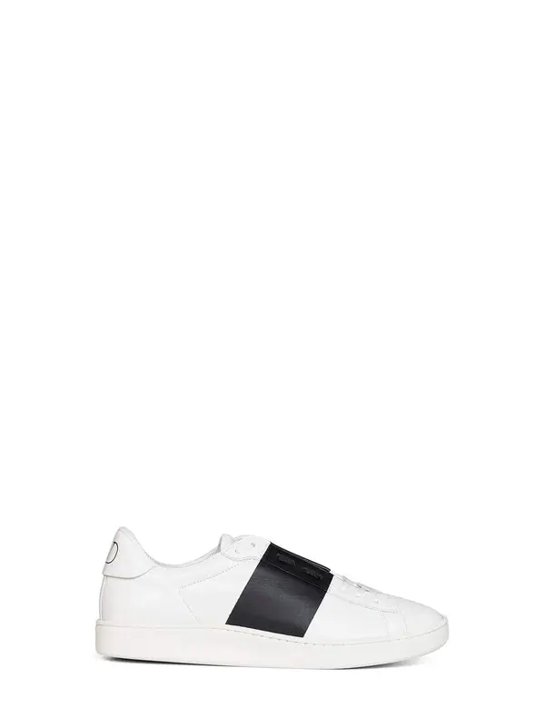 Valentino Garavani White And Black Nappa Calfskin Open Royco Sneakers - Multicolor