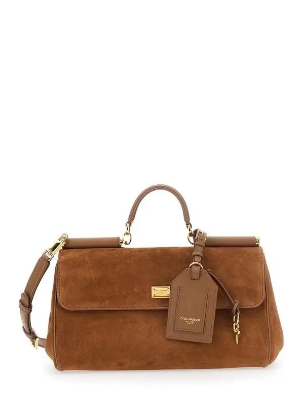Dolce & Gabbana My Sicily Suede Top Handle Bag - Cream