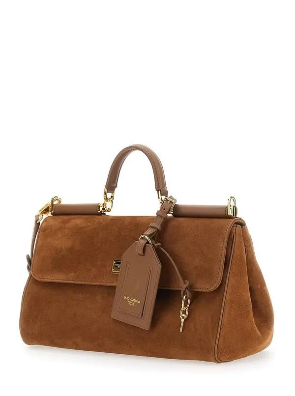 Dolce & Gabbana My Sicily Suede Top Handle Bag - Cream
