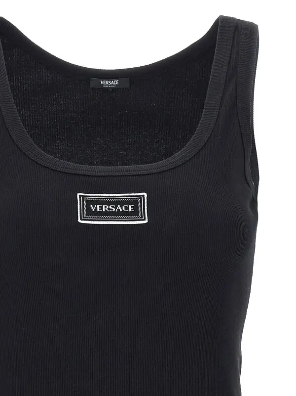 Versace 90s Vintage Logo Tank Top - Black