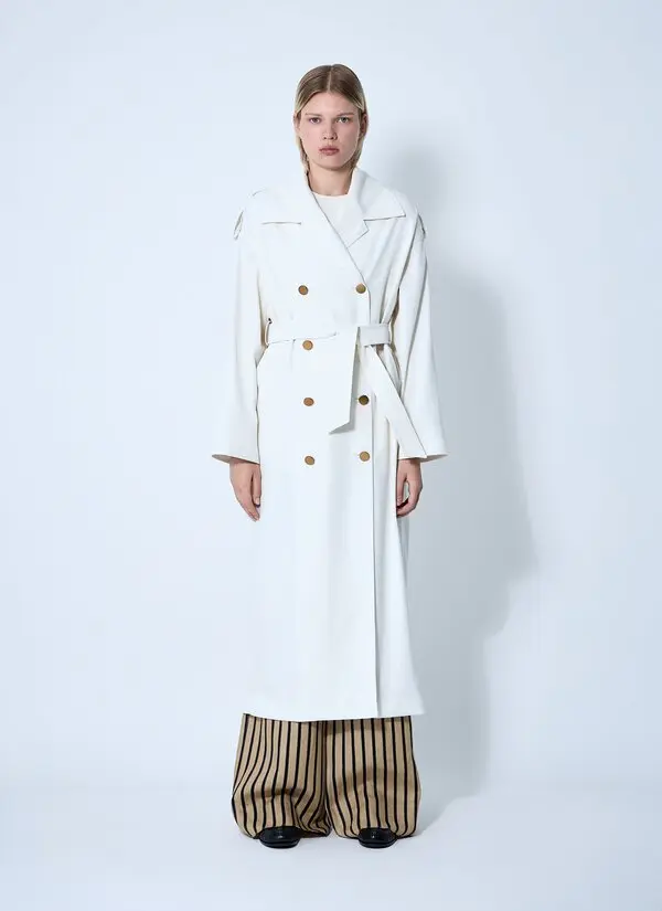 Max Mara Water-repellent Gabardine Trench Coat - White