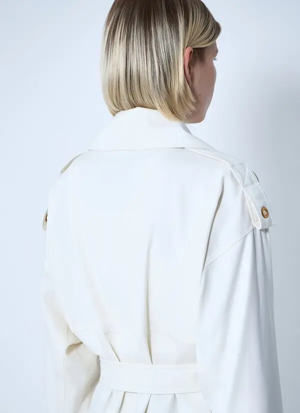 Max Mara Water-repellent Gabardine Trench Coat - White