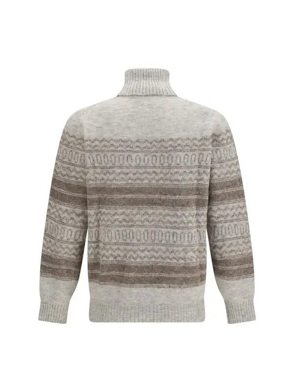 Brunello Cucinelli Fair Isle Knit Turtleneck Sweater - Gray