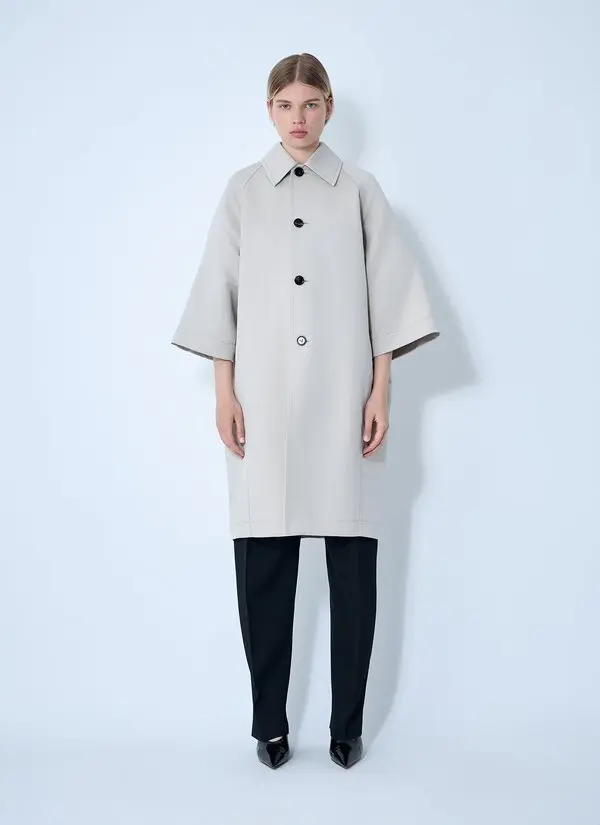 Bottega Veneta Silk And Cotton Blend Coat - Gray