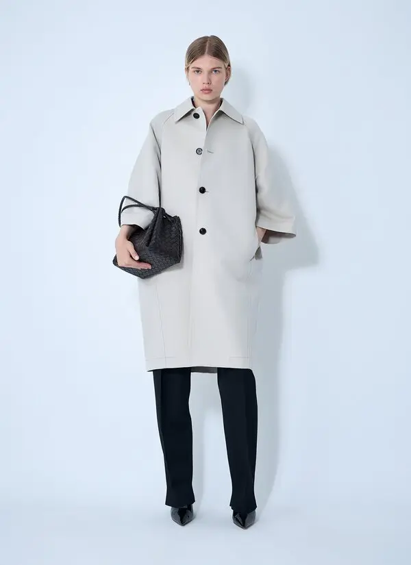 Bottega Veneta Silk And Cotton Blend Coat - Gray