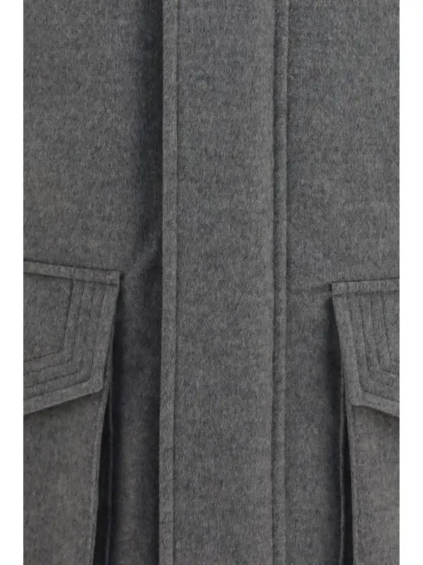 Brunello Cucinelli Cashmere Jacket With Zip And Buttons - Gray