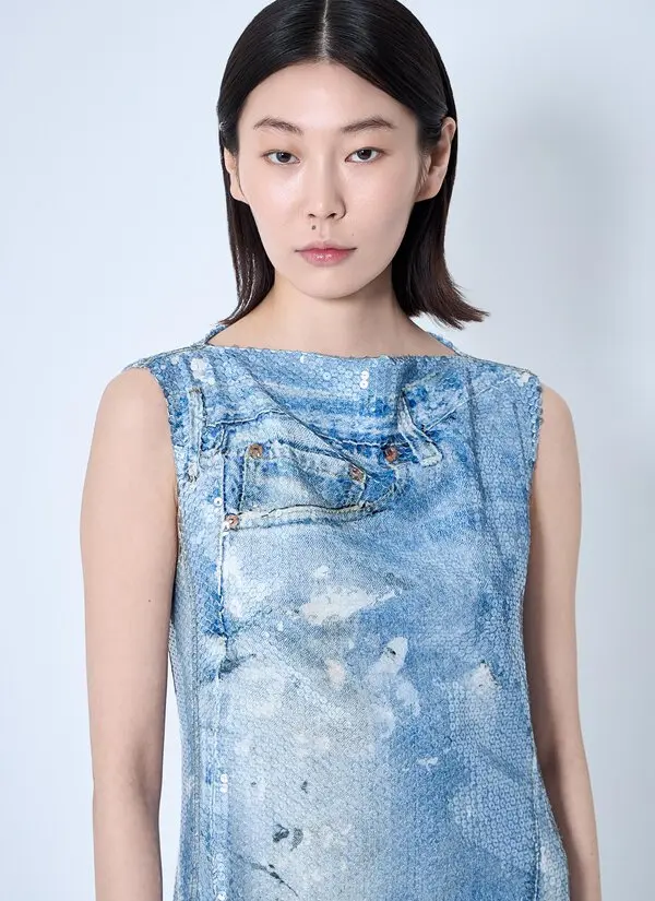 Acne Studios Printed Sequin Midi Dress