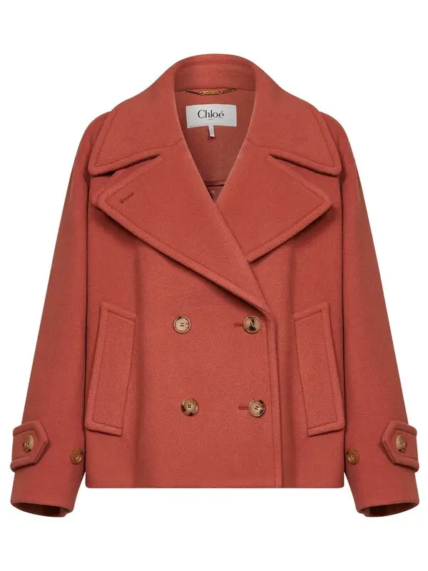 Chloé Cedar Pink Wool Blend Oversized Short Coat
