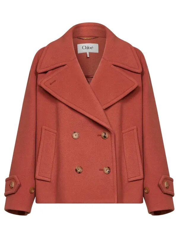 Chloé Cedar Pink Wool Blend Oversized Short Coat - Multicolor