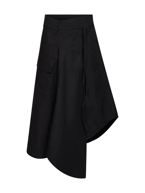 Bottega Veneta Black Compact Cotton Canvas Long Asymmetric Skirt - Multicolor