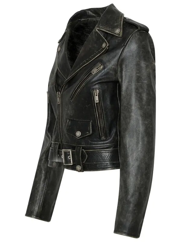 GOLDEN GOOSE Slim Fit Leather Biker Jacket