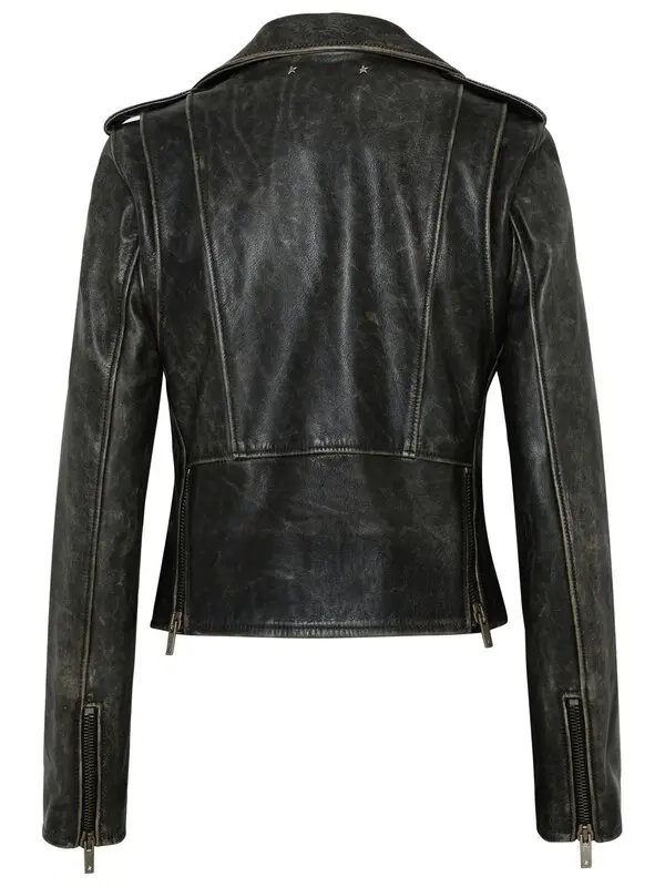 GOLDEN GOOSE Slim Fit Leather Biker Jacket