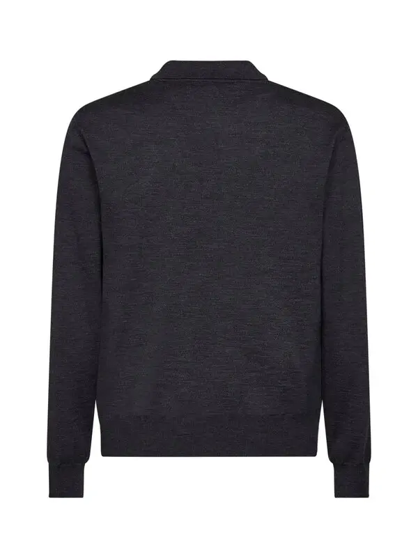 Valentino Garavani Dark Grey Wool Polo Shirt With Vlogo Embroidery - Multicolor