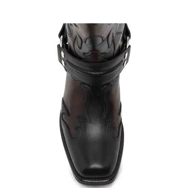 Versace Leather Harness Strap Low Block Heel Shoes - Black