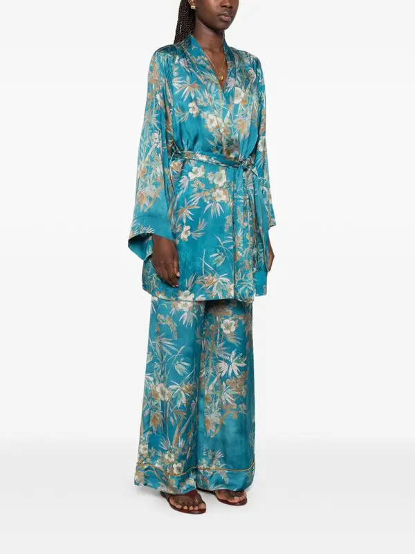 FORTE_FORTE Printed Satin Kimono