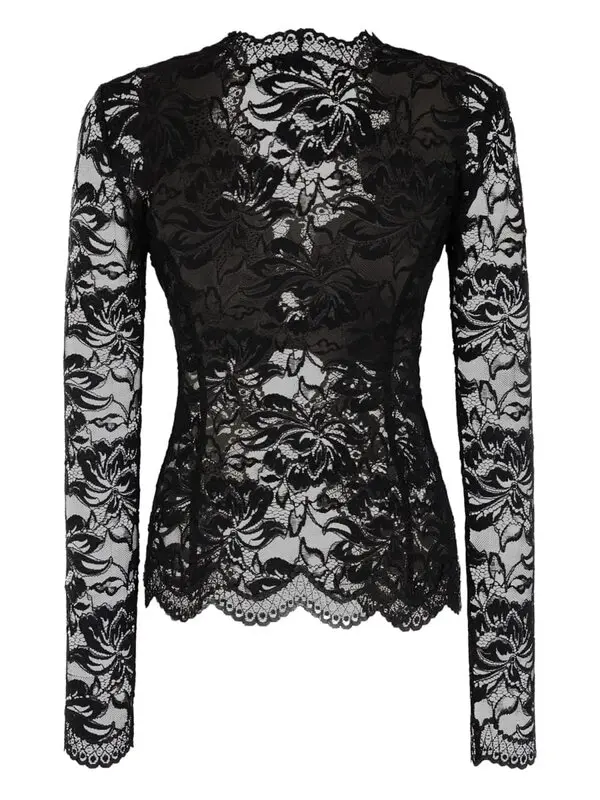 Rabanne Lace Long Sleeve Top - Black