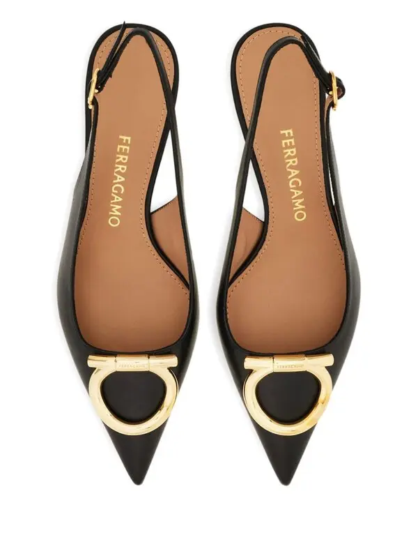 FERRAGAMO Gancini Leather Slingback Pumps