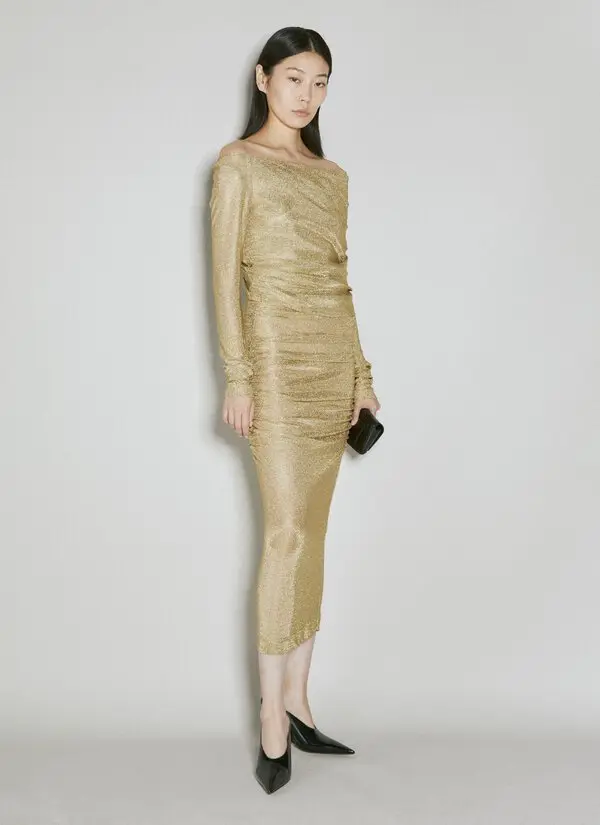Dolce & Gabbana Lurex Mesh Midi Dress - Gold