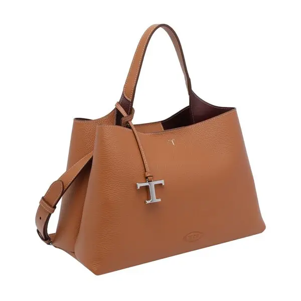 TOD'S Medium Leather Handbag With T Timeless Charm