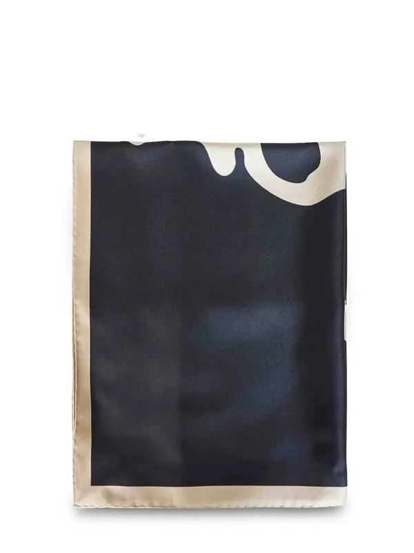 Bottega Veneta Midnight Blue Silk Scarf With Graphic Print - Multicolor