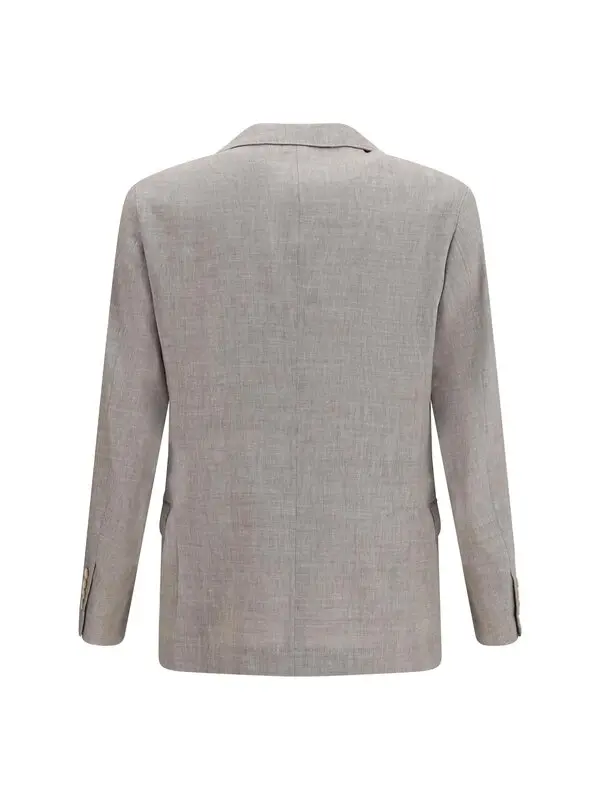 Brunello Cucinelli Deconstructed Linen And Wool Chevron Jacket - Cream
