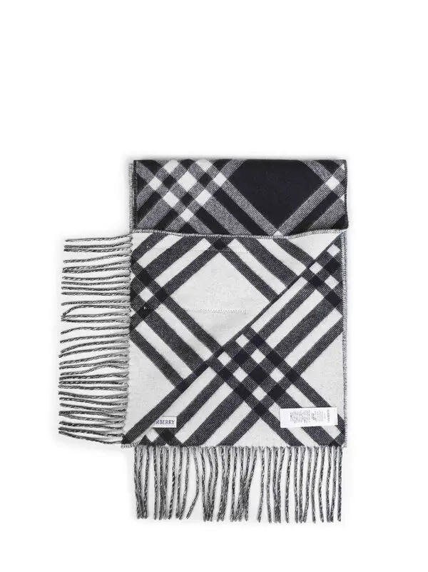 Burberry Black Double-face Check Cashmere Scarf