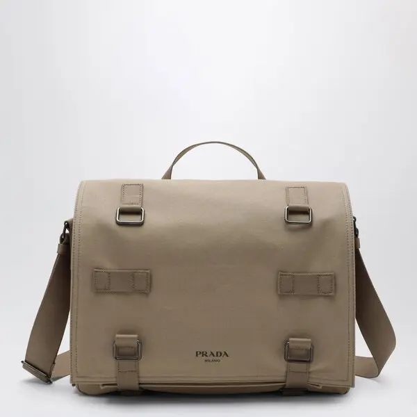 Prada Desert-colored Canvas Crossbody Bag - Cream