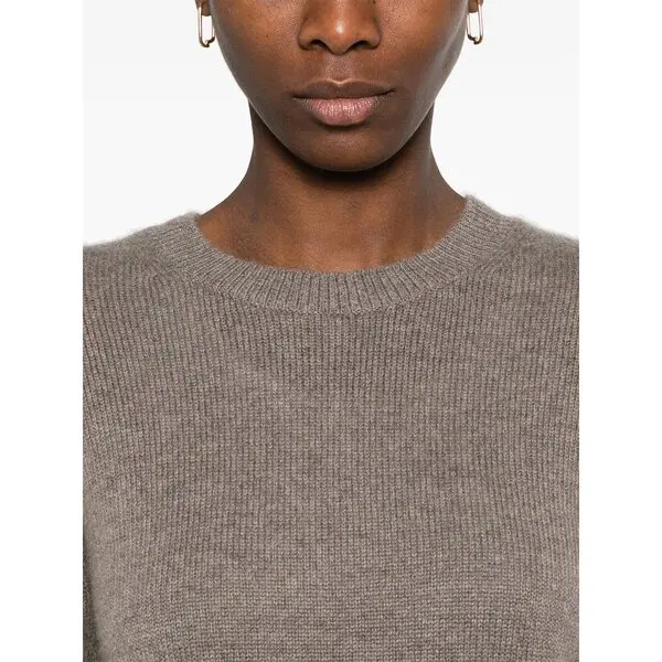 LISA YANG Cashmere Crew Neck Pullover - Brown