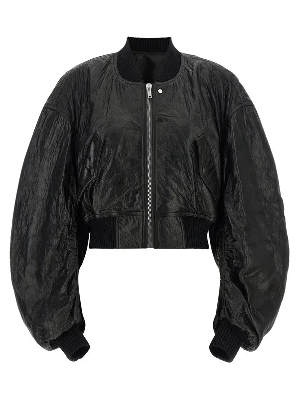 Rick Owens Secchia Cropped Flight' Bomber Jacket - Black