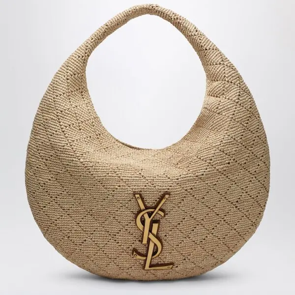 Saint Laurent Icare Hobo Bag In Crochet Raffia Pale - Brown