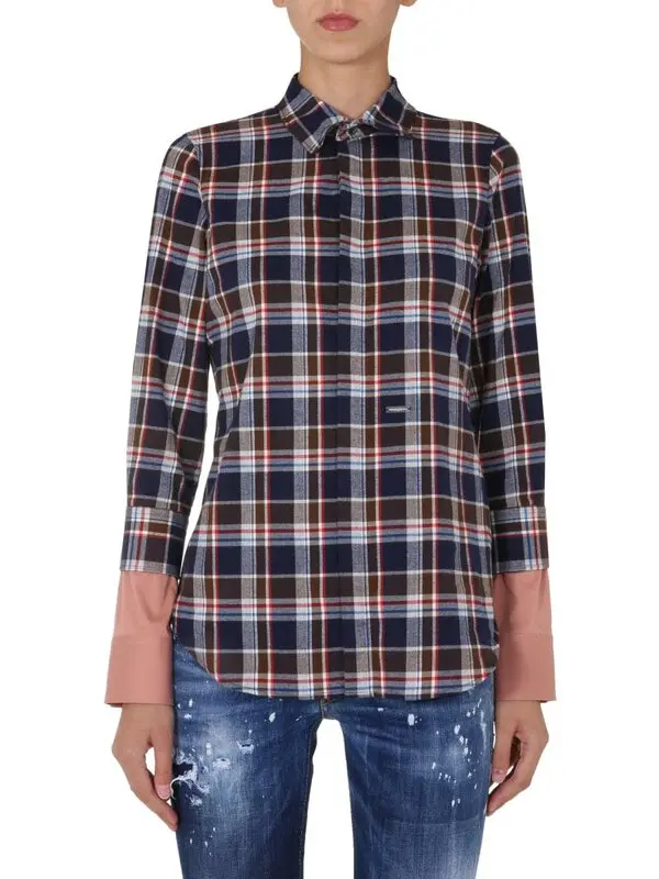 Dsquared2 Plaid Flannel Button-up Shirt - Blue