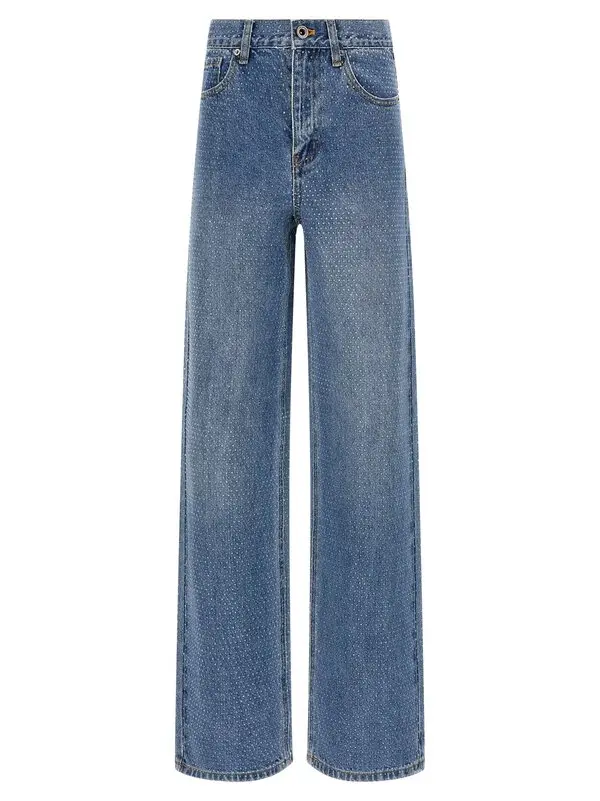 SELF-PORTRAIT Rhinestone Denim Jeans - Blue